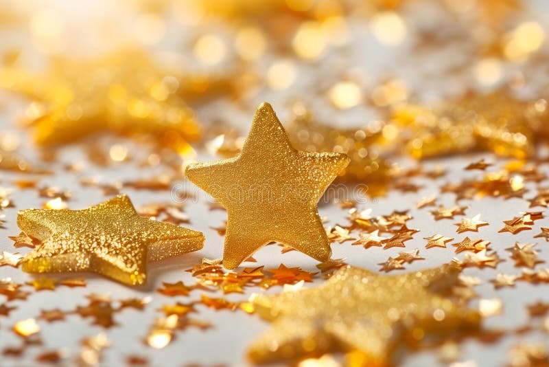 Background with Gold Stars, Top View Stock Illustration - Illustration ...