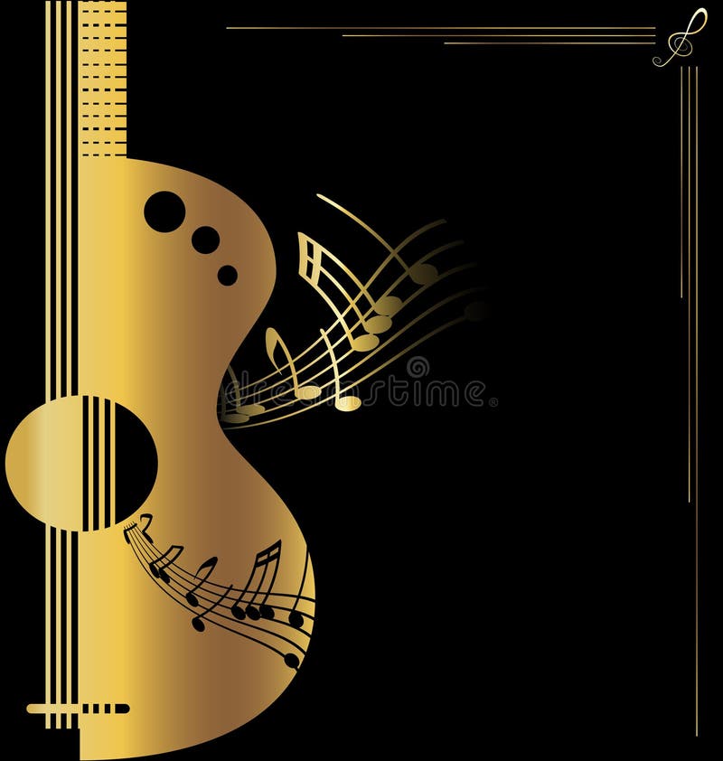 Background golden guitar stock vector. Illustration of creative - 22432156