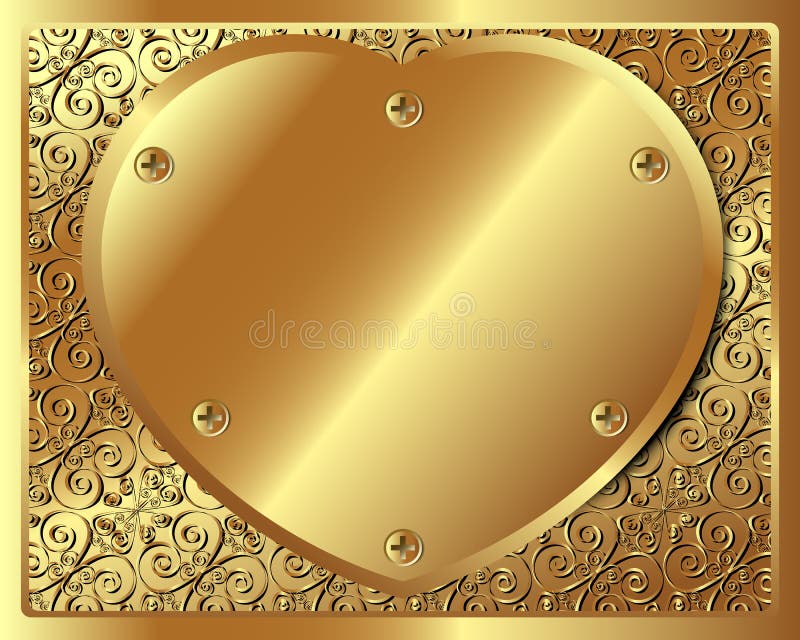 Background with Golden Metallic Heart Stock Illustration - Illustration ...