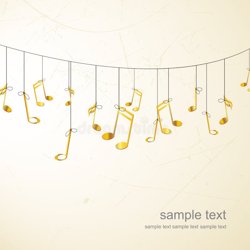Background with Golden Notes Stock Illustration - Illustration of lines ...