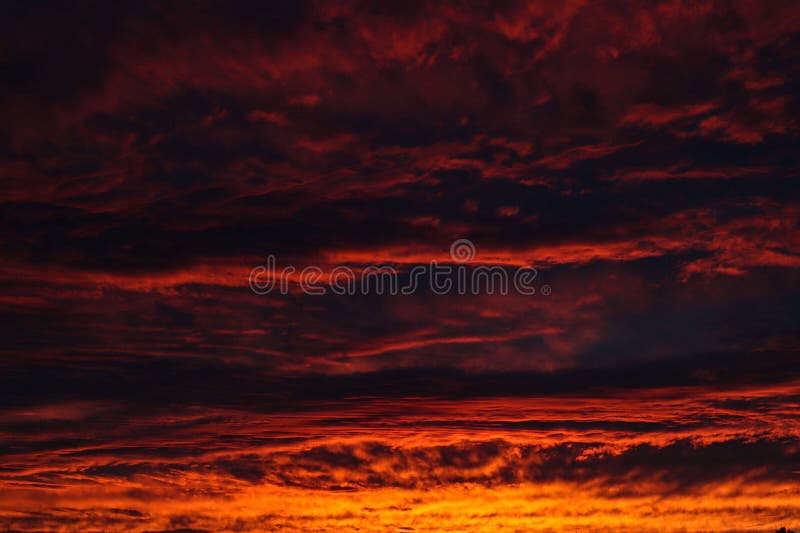 Background of Golden-red Sky in the Evening Sunset Hour Stock Image ...