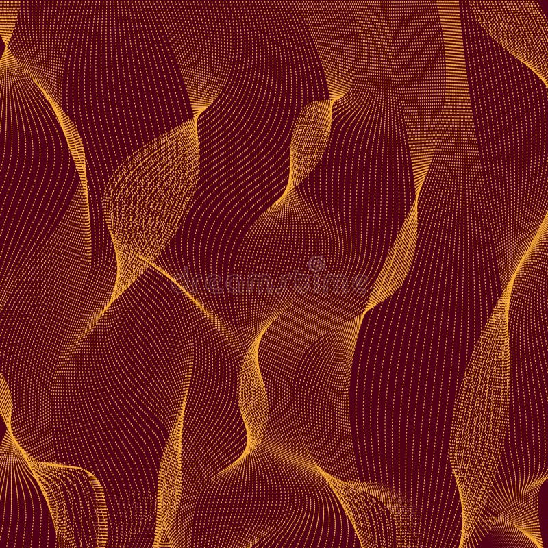 Background of Golden Twisted Lines of Star Dots. Vector Dynamic Wave ...