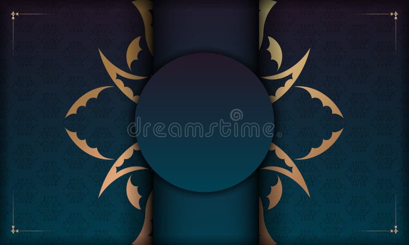 Background with Gradient Blue Color with Mandala Gold Pattern for ...
