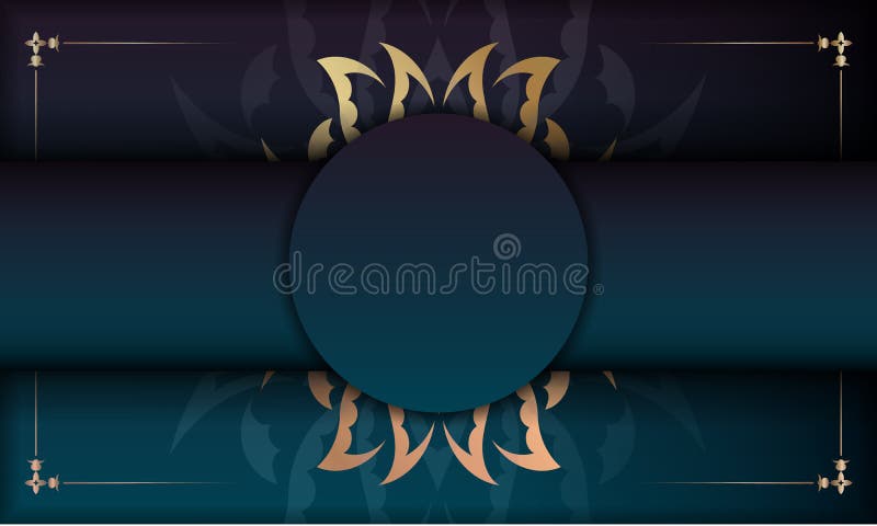 Background with Gradient Blue Color with Vintage Gold Pattern for ...