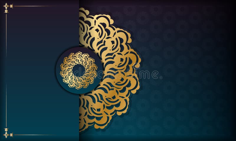 Background with Gradient Green Color with Abstract Gold Ornament for ...