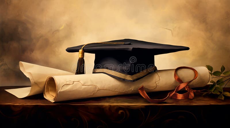 A Background of a Graduation Cap and Diploma Scroll with a "Well Done ...