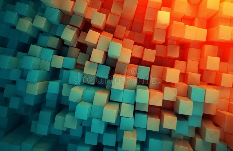 Design Pattern Square Cube Shape Background Wallpaper Texture Blue ...