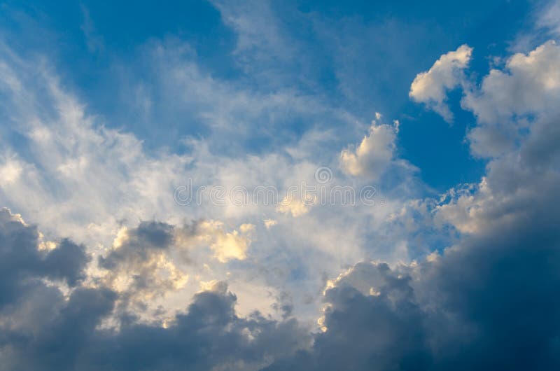 Dramatic Sky Background with Gray Clouds and Sun Rays Stock Photo ...