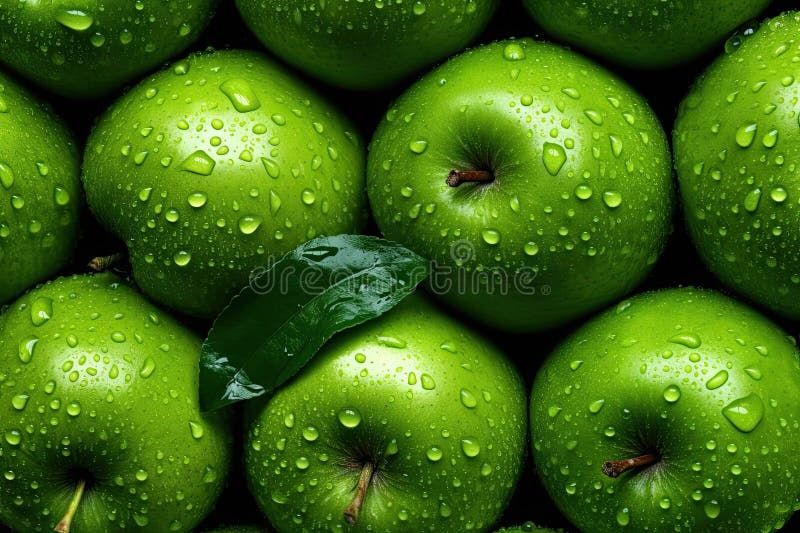 Green apples background stock illustration. Illustration of drops ...