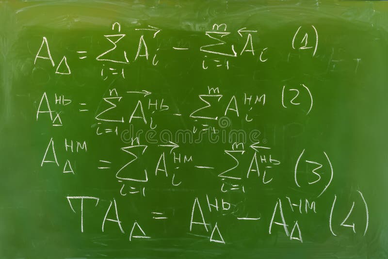 Background - Green Chalkboard with Hand-written Formulas Stock Image ...