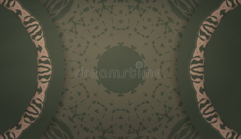 Background in Green with Indian Brown Ornaments and Space for Text ...