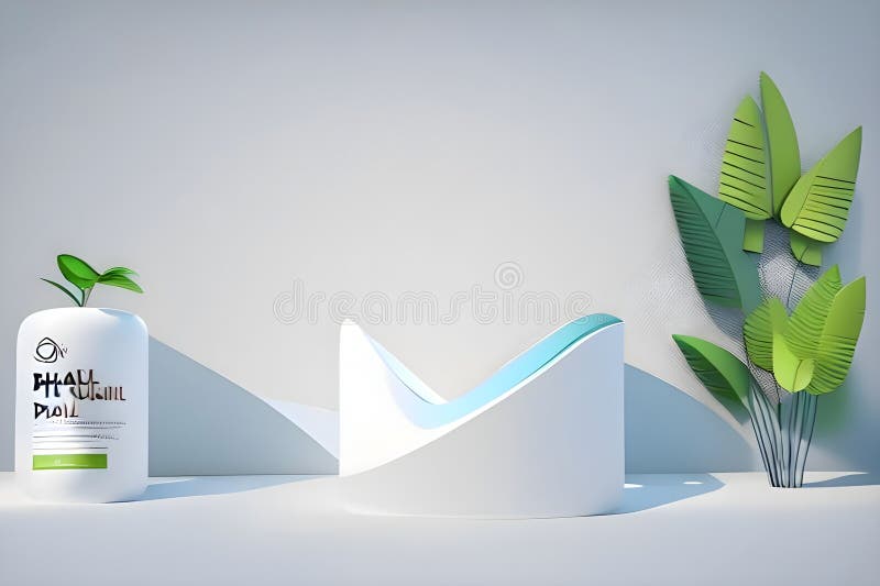 Background with Green Leaves and Product Advertisement Stock ...