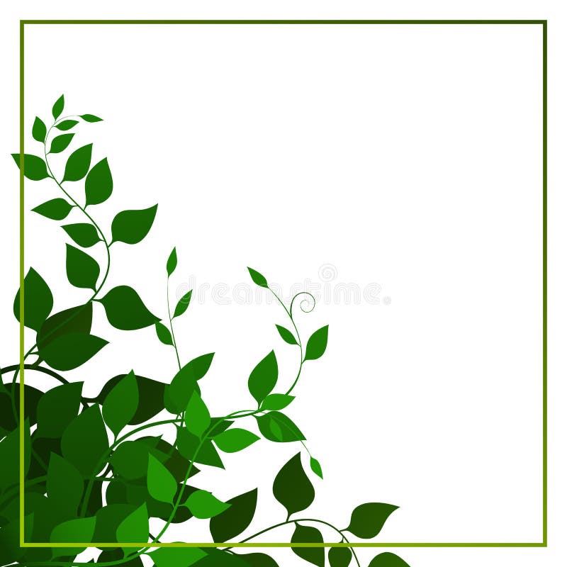 Background with Green Leaves, Vector Illustration. Frame with Leaves ...