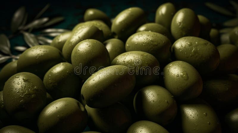 Background with Green Olives. Generative AI Stock Illustration ...