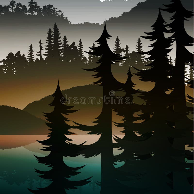 Background Green Realistic Nature of the Forest and Mountains Stock ...