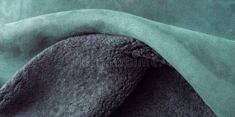 Background of Green Suede and Leather, Textured, Folded Fabric Stock ...