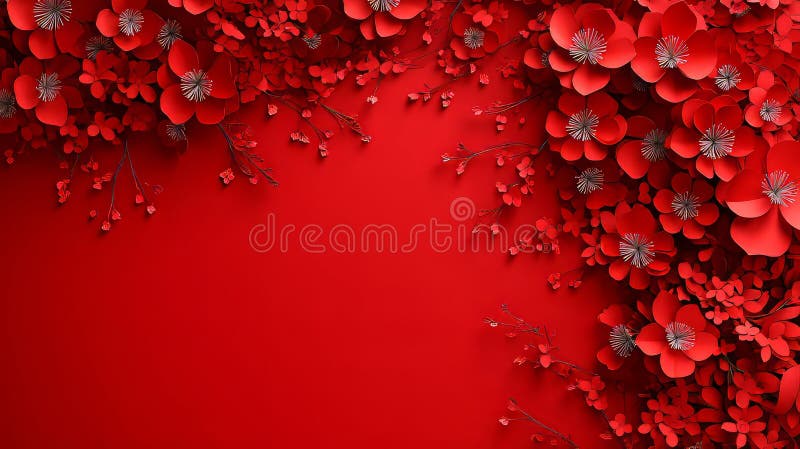 The Background of a Greeting Card Features a Spring Theme with Red ...