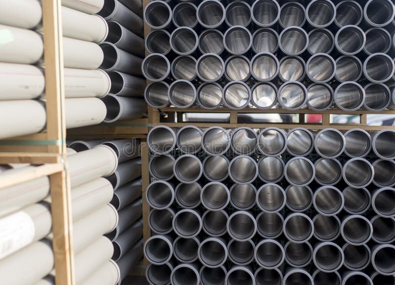 Background of Grey Plastic Sewage Pipes Used at the Building Site ...