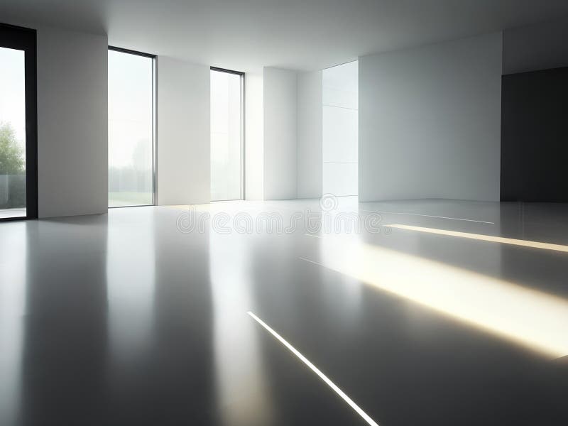 Background with Grey and White Hall and Floor. AI Stock Illustration ...