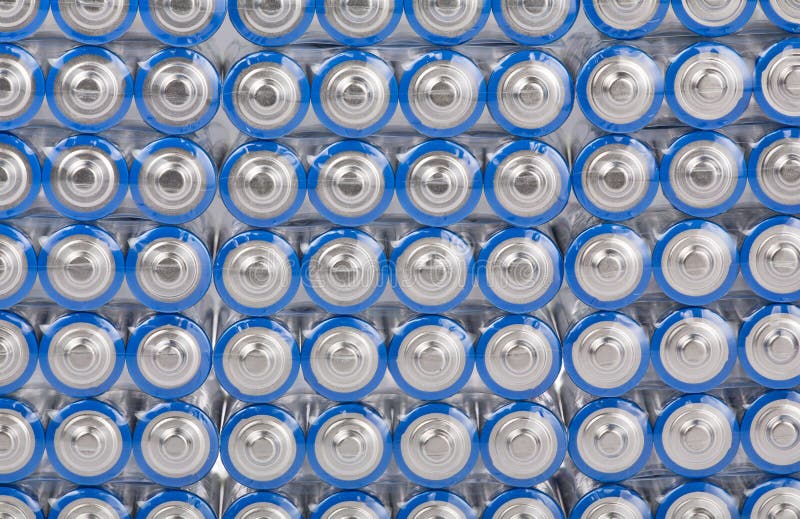 Background from Group of Blue Batteries Stock Image - Image of cylinder ...