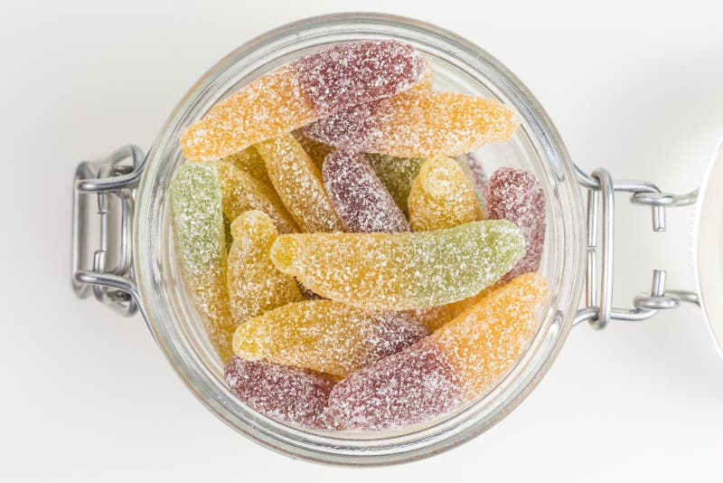 Gummy candy in a jar stock image. Image of bicycle, glass - 118629387