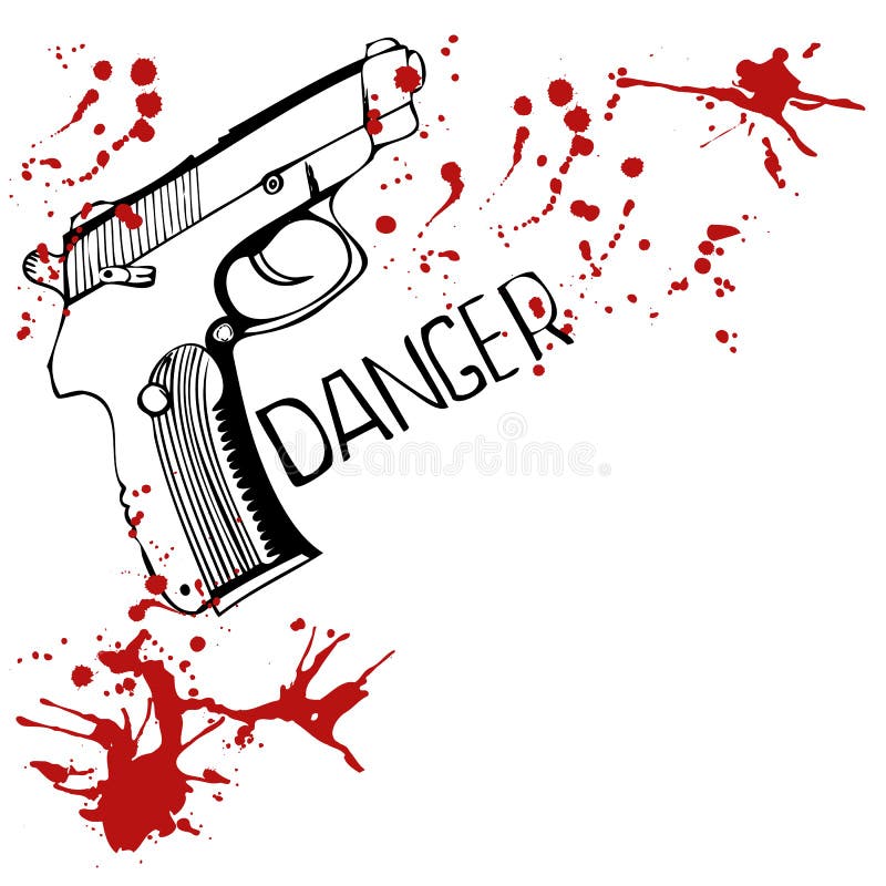 Background with Gun and Blood Spots Stock Vector - Illustration of ...