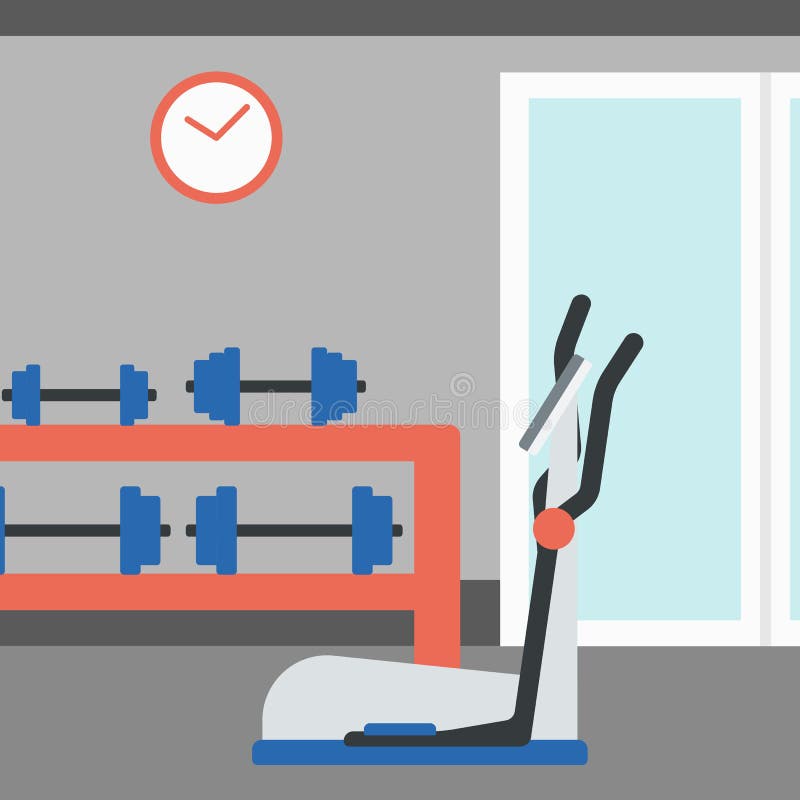 Background of Gym with Equipment. Stock Vector - Illustration of ...