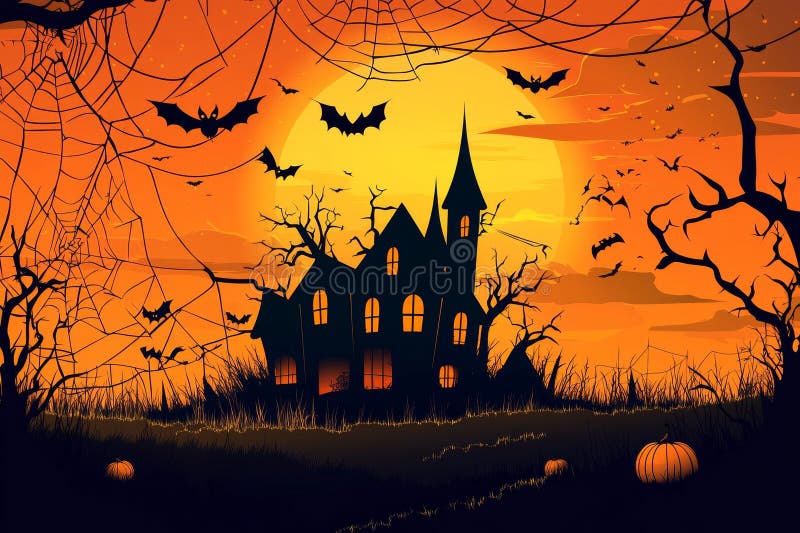 Background 1: Halloween Spooky Nighttime Scene Stock Image - Image of ...