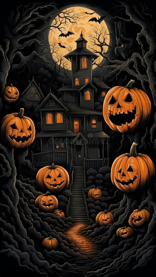 Halloween Theme Party Illustration Darkness Evil Stock Illustration ...