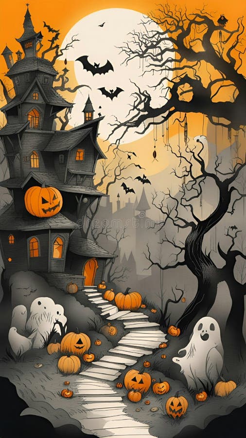 Halloween Theme Party Illustration Darkness Evil Stock Illustration ...