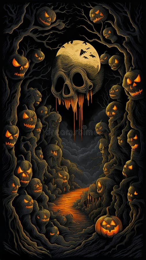 Halloween Theme Party Illustration Darkness Evil Stock Illustration ...