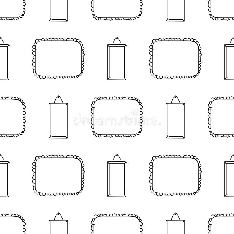 Background with Hand Drawn Frames. Simple Black Vector Seamless Pattern ...