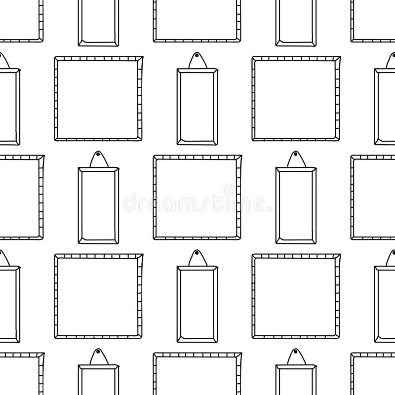 Background with Hand Drawn Frames. Simple Black Vector Seamless Pattern ...