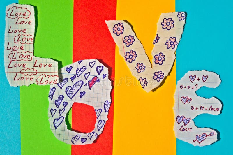 Background of Hand-made Letters Stacked in a Word Love Stock Image ...