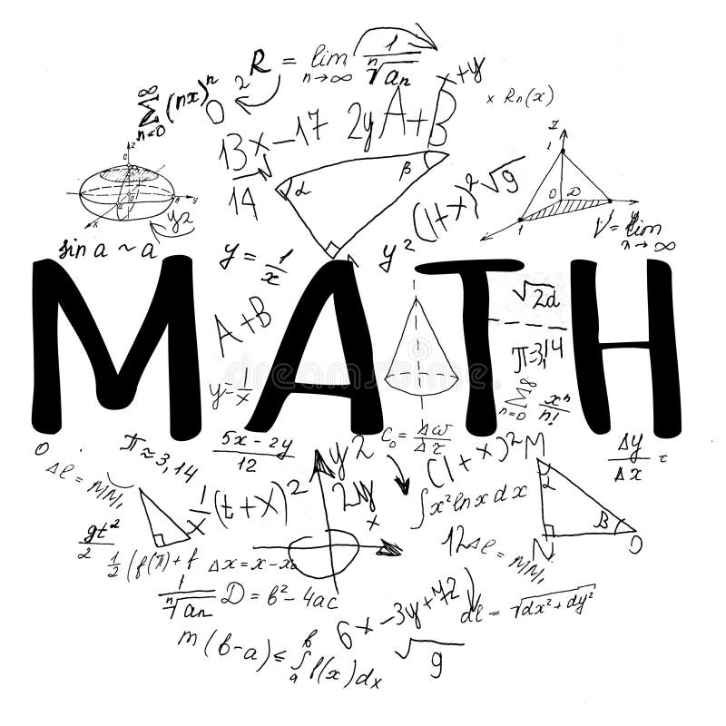 Background with Hand Written Geometry Formulas and Geometric Shapes and ...