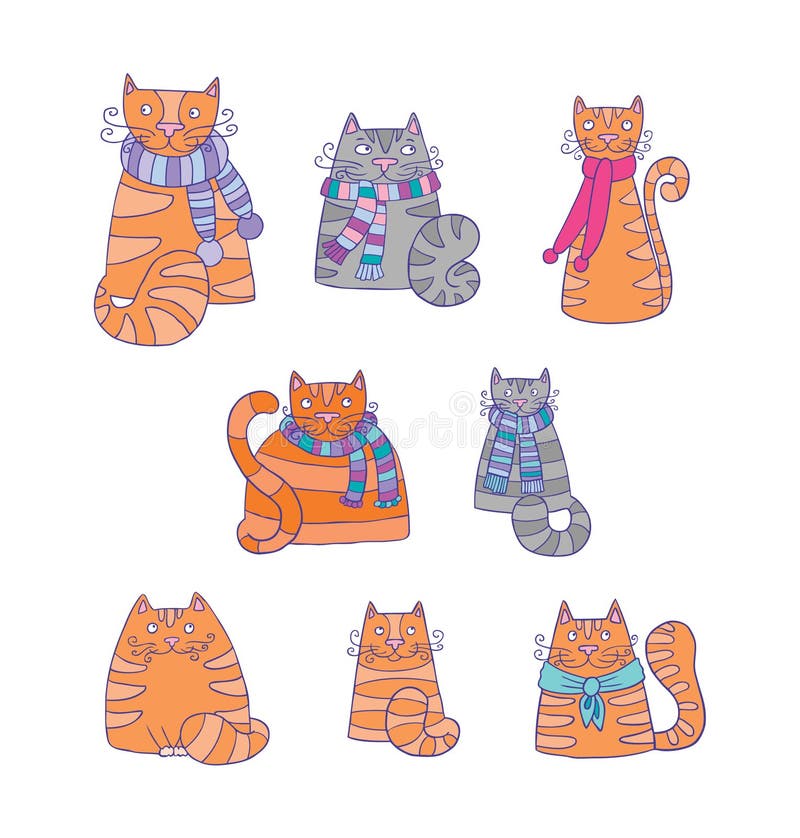 Background with happy cats stock illustration. Illustration of graphic ...