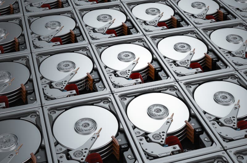 Background from Hard Disk Drives HDD, 3D Rendering Stock Illustration ...