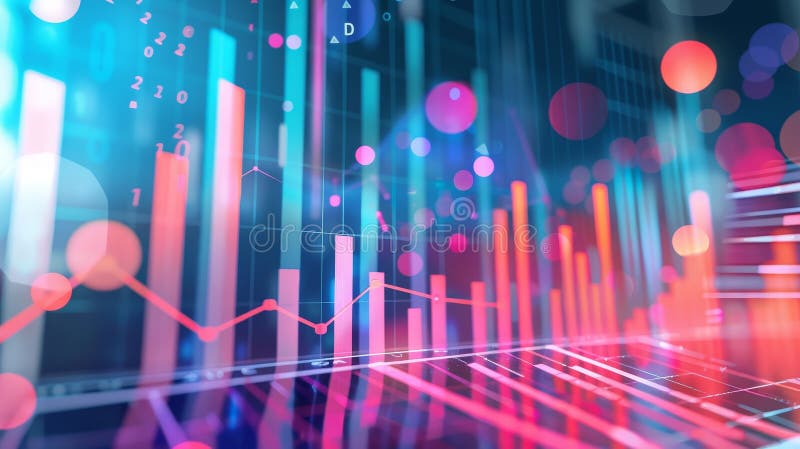 The Background Has Graphs and Diagrams of High Technology Stock Image ...