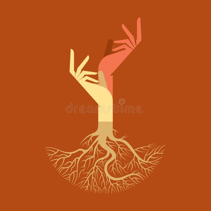 Hand with tree roots stock vector. Illustration of oneness - 28533594
