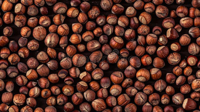 A Background of Hazelnuts with Their Shells, Showcasing a Large Number ...