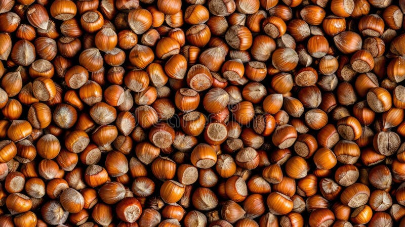 A Background of Hazelnuts with Their Shells, Showcasing a Large Number ...