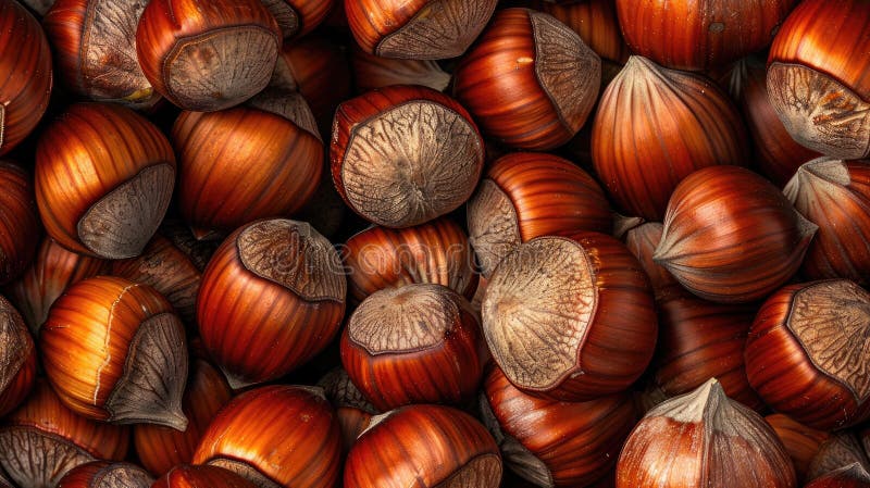 A Background of Hazelnuts with Their Shells, Showcasing a Large Number ...