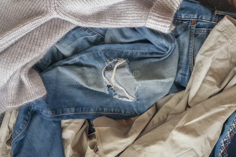 Background of Old Dirty Clothes for Recycling , Top View, Secondary ...