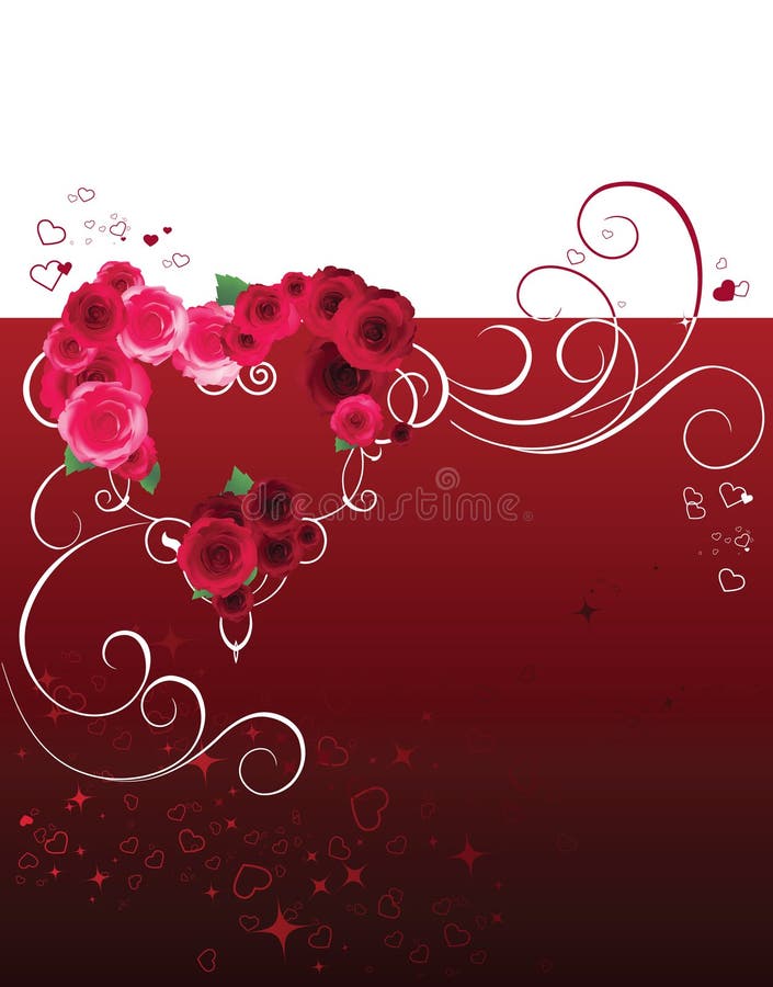 Heart and Rose Banner Design Stock Vector - Illustration of decorative ...
