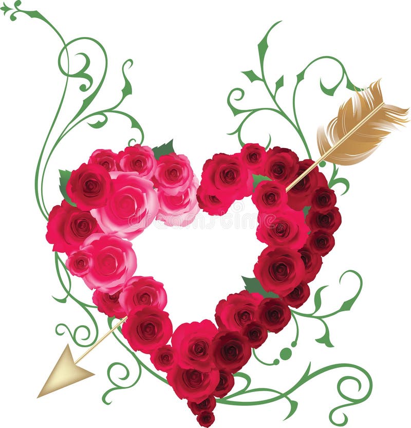 Heart and Rose Banner Design Stock Vector - Illustration of decorative ...