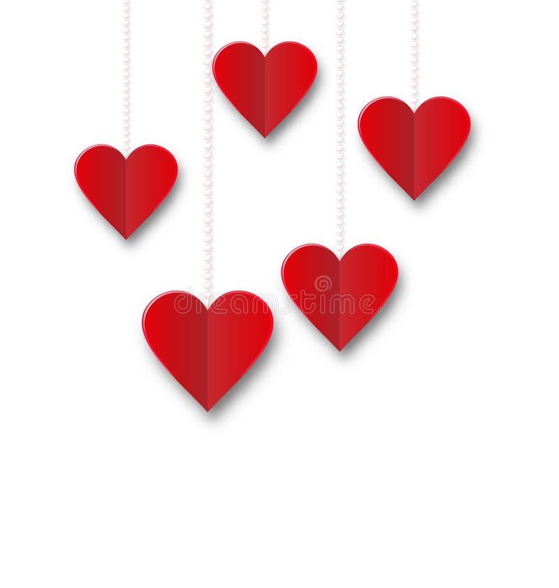 Hanging hearts on strings stock vector. Illustration of design - 18085325