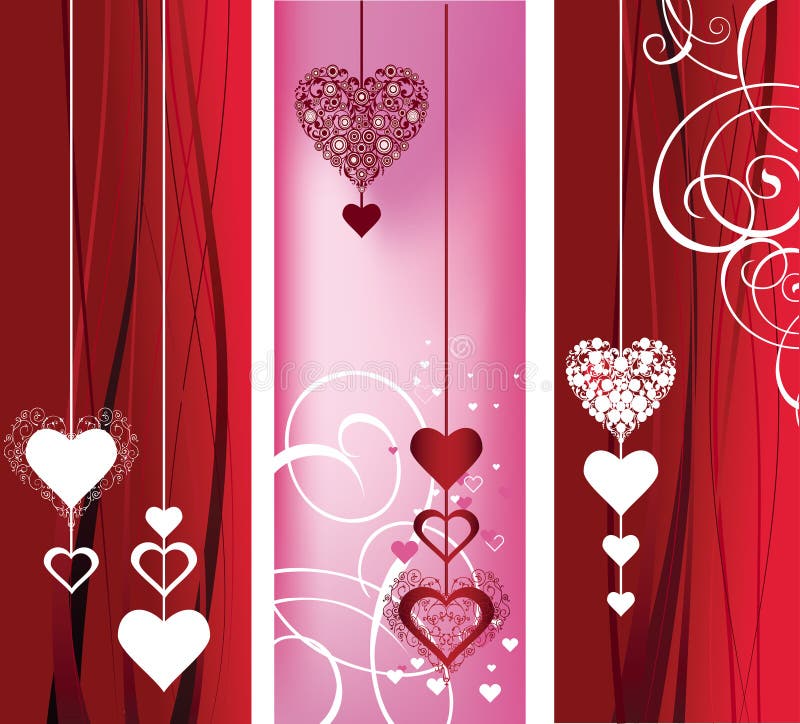 Heart and Rose Banner Design Stock Vector - Illustration of decorative ...