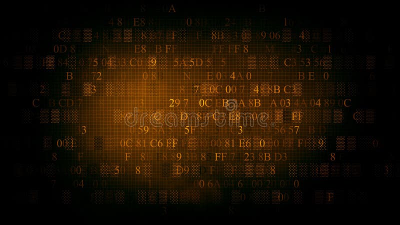 Hexadecimal Code Running Up a Computer Screen on Black Background ...