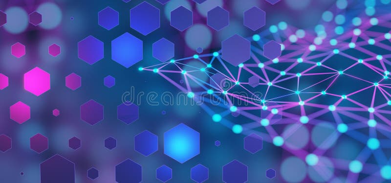 Background from Hexagons. Blockchain Technology. Network Structure Background. Artificial ...