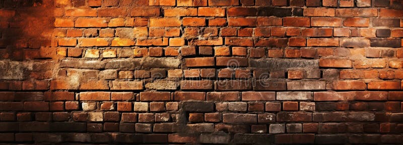 Background of High-contrast Chiaroscuro Lighting of a Brick Wall in a ...